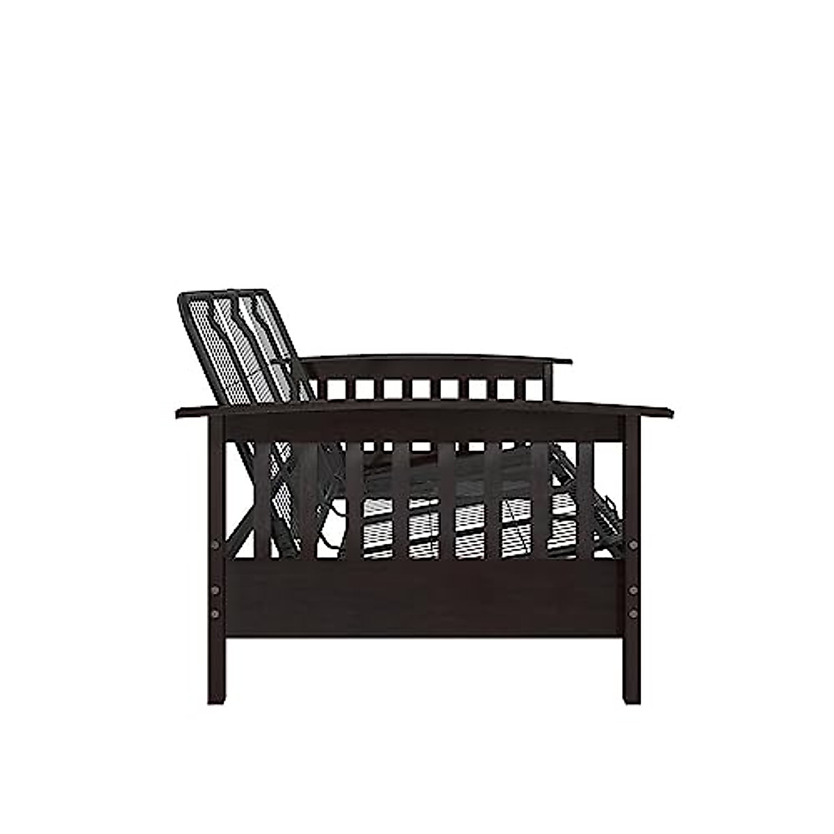 DHP Laurel Full Size Espresso Wood Arm Futon Frame with 6" Thermobonded High Density Polyester Fill Tan Microfiber Mattress