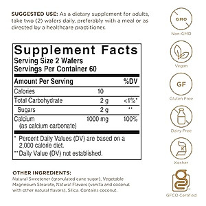 Solgar Chewable Calcium 500 mg - 120 Wafers - Promotes Musculoskeletal Health - Non-GMO, Vegan, Gluten, Wheat & Dairy Free, Kosher - 60 Servings