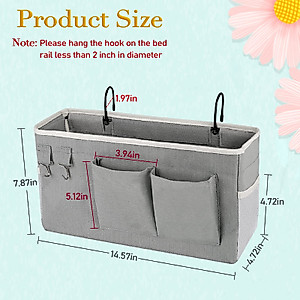 Ozzptuu Bedside Storage Caddy/Bedside Hanging Storage Bag for Headboards Bunk Beds Dorm Rooms Book Phone Magazine Holder (Grey)