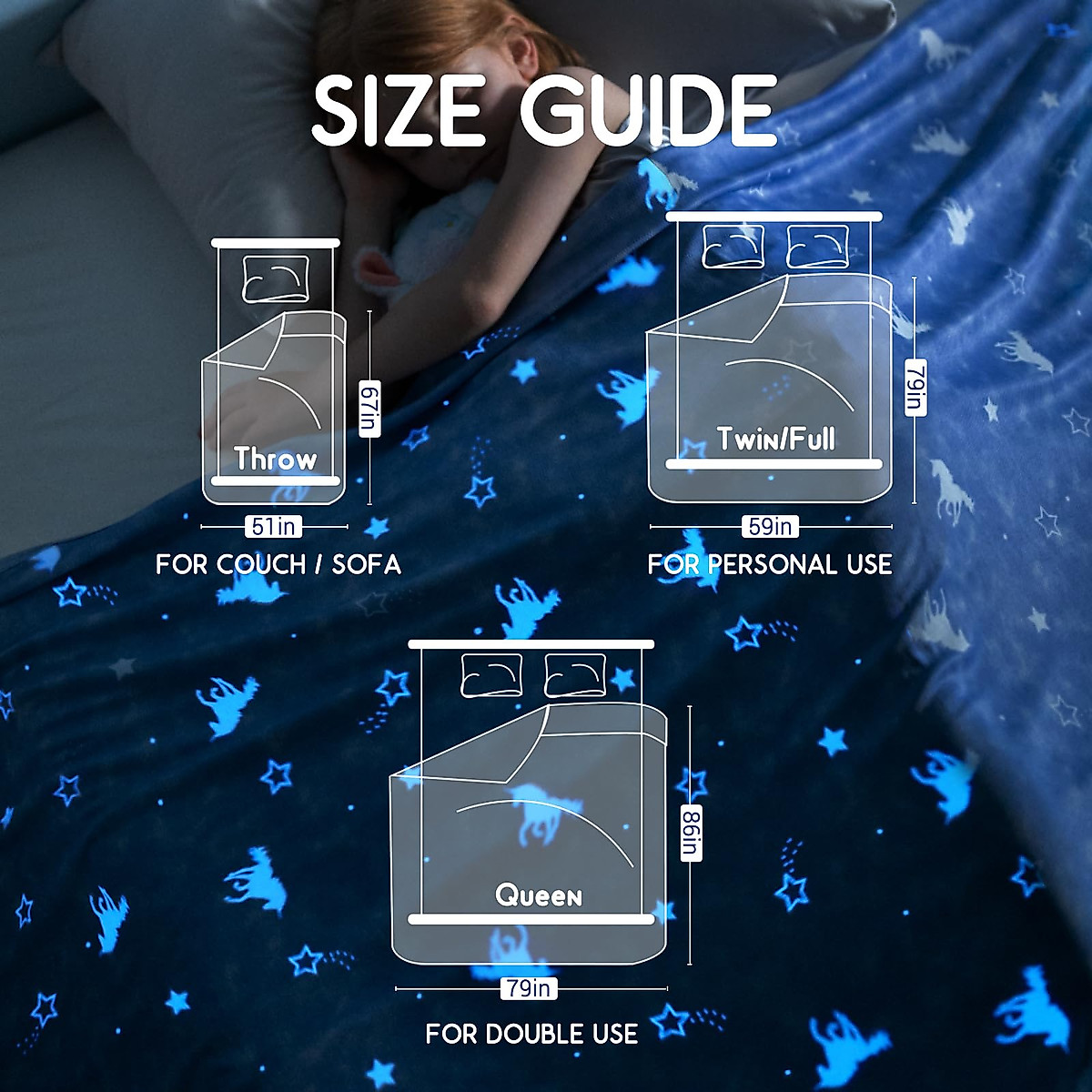 Elegear Kids Cooling Blanket for Hot Sleeper, Glow in The Dark Blanket As Gifts for Girls Boys, Q-Max>0.5 Arc-Chill 3.0 Cool Fabric Keep Body Cool, Soft Summer Cold Blanket for Sleeping 51" x 67"