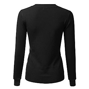 LALABEE Women's V-Neck Long Sleeve Soft Basic Pullover Knit Sweater Black S