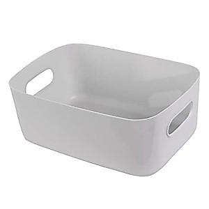 curfair Storage Box Storage Container Convenient Smooth Surface Handle Design Solid Color Versatile Plastic Storage Bin for Bedroom Storage Bin Easy to Clean -Green-Large##