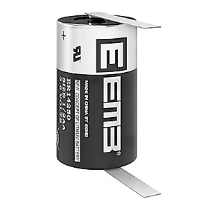 EEMB ER14250 Nonrechargeable 3.6V Lithium Battery with Tabs Li-SOCL₂ 1/2 AA Size 1200mAh High Capacity UL Certified Single-Use 3.6V Lithium Thionyl Chloride Battery DO NOT Charge Battery