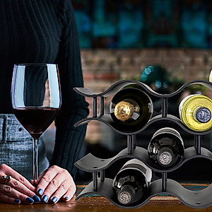 Bariboo Wave Wine Bottle Holder - Wine Rack Inserts for Cabinet That Fits 12 Bottles, Premium Plastic Countertop Wine Rack (Black, L)