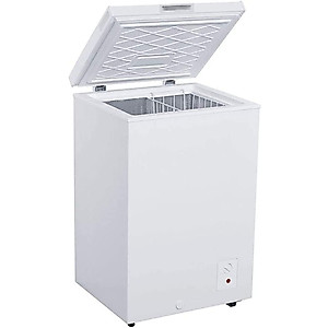 Avanti CF350M0W Slim 20x22x34 Inch 3.5 Cubic Foot Capacity Stand Alone Upright Ice Chest Deep Freezer with Defrost and Removable Storage Basket, White