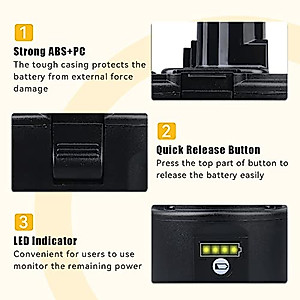 DASNITE Upgraded 2Pack 18V 6.0Ah Lithium-ion Replacement for Dewalt 18 Volt Li-ion Battery DC9096 DC9098 DC9099 DE9039 DE9095 DE9096 DE9098 DW9095 DW9096 DW9098 DE9503 DC9182