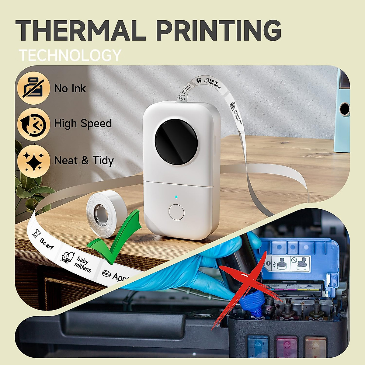 Phomemo Label Maker Machine with Tape, D30 1/2 Inch Bluetooth Mini Portable Lable Printer,Labeler for Office Home School Organization,for Android iOS,Gift for Women Men(USB Rechargeable)-White