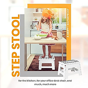 Utopia Home Folding Step Stool - (Pack of 2) Foot Stool with 9 Inch Height - Holds Up to 300 lbs - Lightweight Plastic Foldable Step Stool for Kitchen, Bathroom & Living Room (White)
