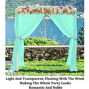 Partisout Chiffon Backdrop Curtain 29x120 inches 2 Panels Chiffon Drapes for Wedding Arch Wedding Backdrop Curtain Panels Semi-Sheer Curtains 120 inches Long Voile Chic Tulle Curtain (29x120, Mint)