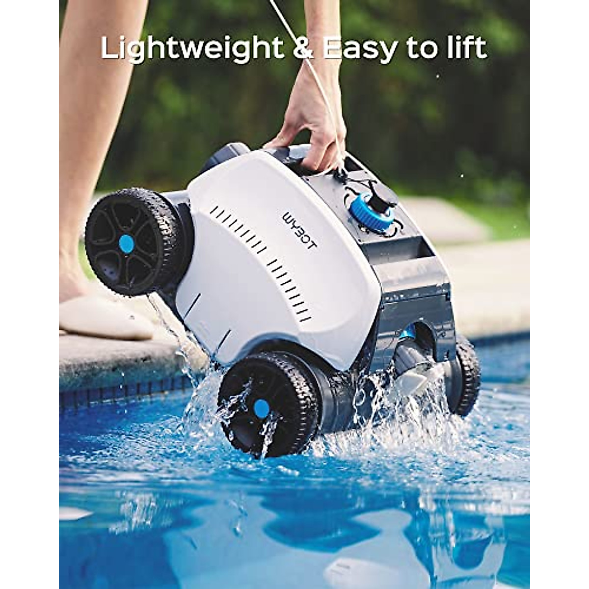 WYBOT Sophisticated Cordless Robotic Pool Cleaner, with 130mins Working Time, Pool Vacuum for Above Ground Pools, Strong Suction, LED Indicator, Ideal for Pools Up to 1300 Sq.ft