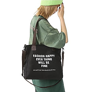 JBB Canvas Tote Bag for Women Trendy Shoulder Bag Large Capacity Tote Bag for Travel School Work Crossbody Bag Black