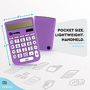 Calculator For Students Purple, Basic Calculator 12 Digits Solar Powered Calculators Large Display Office Desktop Calculator Four Function Handheld Desk Calculator Perfect for Office & School-By Enday