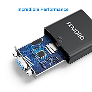 FEMORO HDMI to VGA Adapter Converter 5-Pack (Male to Female) for Computer, Desktop, Laptop, PC, Monitor, Projector, HDTV, Chromebook, Raspberry Pi, Roku, Xbox and More - Black