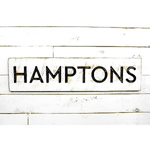 Hamptons Sign - Carved in a 40"x10" Solid Wood Board Rustic Distressed Shop Advertisement Farmhouse Style Wooden The Hamptons New York Beach