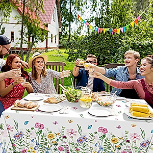 4Pcs Spring Floral Plastic Tablecloth,Pink Purple Blue Flower Butterfly Disposable Table Cover for Home Decor Summer Spring Picnic Dining Holiday Weeding Birthday Tea Party Decorations,54x108 Inch