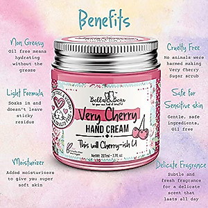 Bella & Bear Very Cherry Hand Cream for Dry Hands – 6.7oz Vegan Friendly Hand Moisturizer – Non Greasy and Fast Absorbing Formula