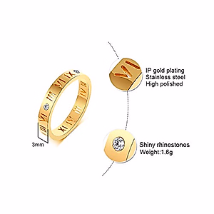 VNOX Roman Numeral Love Ring Wedding Band Engagement Promise Rings Set Valentine's Day Gift for Women Sister Wife