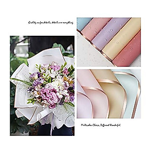 XICHEN 20 Counts /10 Colors Gold Edge Flower Wrapping Paper,Florist Bouquet Supplies,DIY Crafts,Gift Packaging or Gift Box Packaging, Waterproof Floral Wrapping Paper 22.8 * 22.8Inch