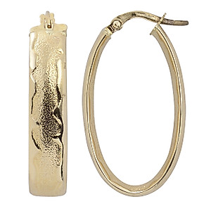Kooljewelry 10k Yellow Gold Oval Hoop Earrings