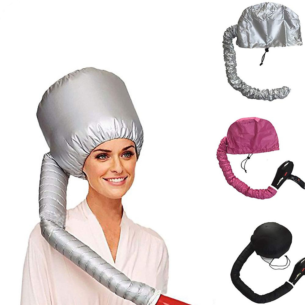 Safety Hair Dryer Cap Portable Soft Drying Salon Baking Oil Hat for Hand Held Hair Dryer Attachment Home (Pink)