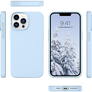 Telaso Compatible with iPhone 13 Pro Max Case, Liquid Silicone Soft Gel Rubber iPhone 13 Pro Max Case Slim Case with Microfiber Lining Protective Phone Cases for 6.7 inch iPhone 13 Pro Max,Baby Blue