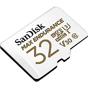 SanDisk 32GB MAX Endurance microSDHC Card with Adapter for Home Security Cameras and Dash cams - C10, U3, V30, 4K UHD, Micro SD Card - SDSQQVR-032G-GN6IA