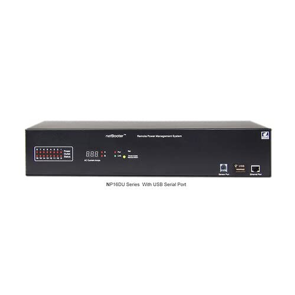 Synaccess netBooter NP-1601DU Remote Switched and Metered PDU with 16 Power Outlets, 120V/30A. Control Power via Web, Telnet, or USB