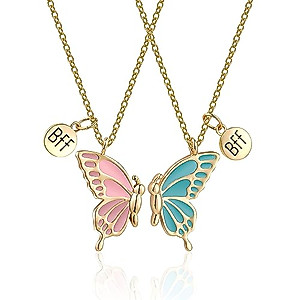 Blingsoul Butterfly Necklaces for Women - BFF Necklace for 2 Matching Butterfly Necklace Women Couples Best Friend Jewelry Gift | Gold Butterfly