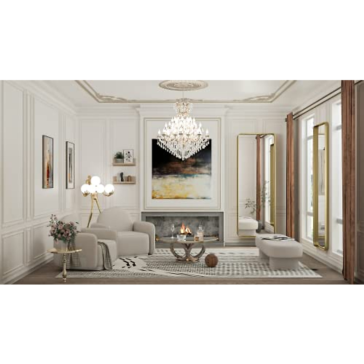 TokeShimi Full Length Mirror 65 x 22 Inch Bedroom Floor Standing Mirror Golden Metal Frame Decorative Rectangular Wall Mounted Full Body Mirror for Bedroom Living Room Salon