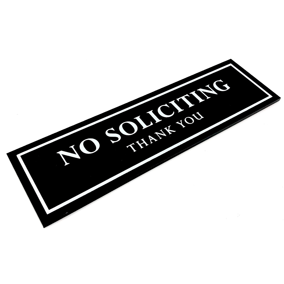 Kubik Letters Original No Soliciting Sign for House (with Strong Adhesive Tape) - No Soliciting Signs for Home - No Solicitors Sign for Front Door - No Solicitation Sign for Business - Black 120 mil