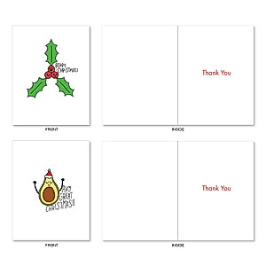 The Best Card Company - 20 Christmas Thank You Cards Boxed (10 Designs, 2 Each) - Assorted Gratitude Cards (4 x 5.12 Inch) - Fun Christmas Puns AM5079XTG-B2x10