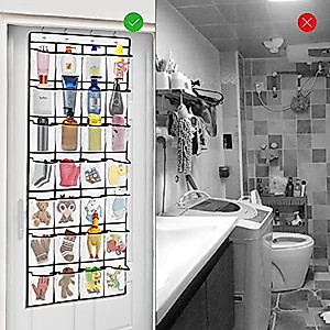 smellshark Hanging Shoe Rack Holder with 28 Extra Large Mesh Pockets Door Shoe Organizer with 4 Metal Hooks for Men,Women,Kids Storage Shoes,High Heels,Slippers,Accessories,Toiletries, White