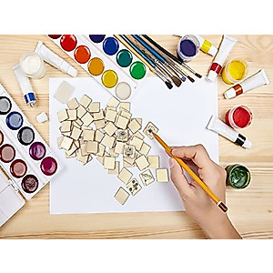 200 Pieces 1 Inch Unfinished Wood Pieces Blank Wood Squares Round Corner for Painting Writing Carving Letter Scrabble DIY