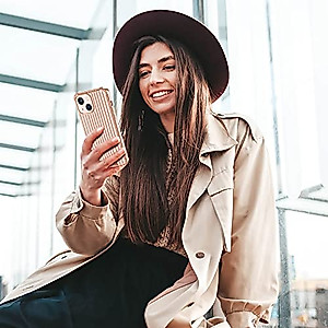 PTUONIU Kickstand Case Compatible with iPhone 13 Case, [2 Ways Stand] Slim Soft Anti-Scratch Full-Body Shockproof Protective Case for iPhone 13 Phone Case - Rose Gold