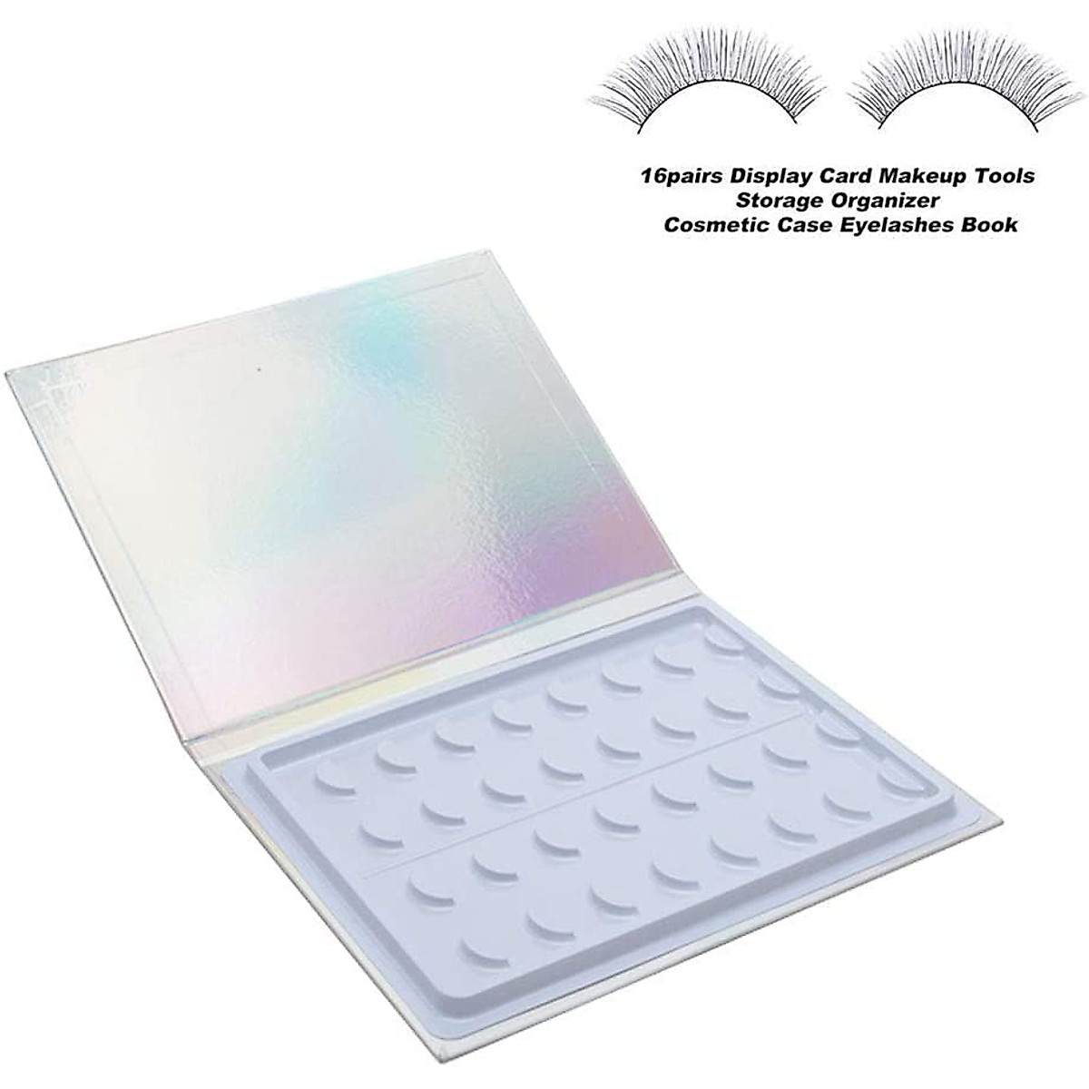 beiyoule Empty Eyelash Storage Book, Glitter Lash Sample Protective Case False Eyelash Display Box can Holds 16 Pairs False Eyelashes, Birthday or Xmas Gift for Girls Makeup Lovers (Silver)