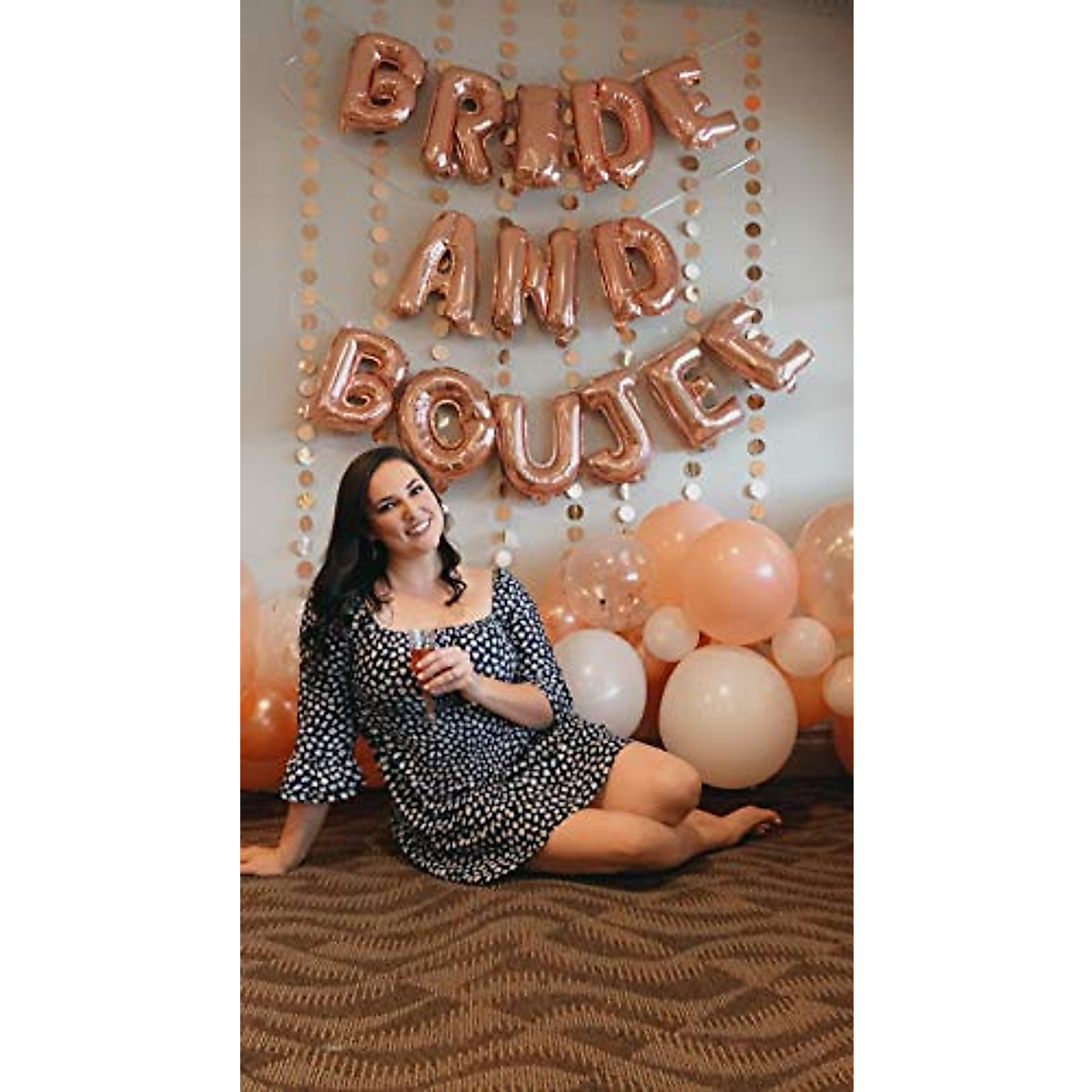 JeVenis Bride And Boujee Bachelorette Party Decor Bach Party Decorations Bride and Boujee Banner Diamond Ring Champagne Glass Balloons Champagne Bottle Balloon