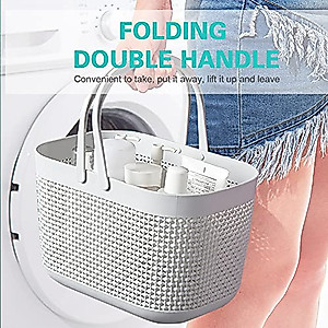 Plastic Organizer Storage Baskets with Handle, Plastic Shower Caddy for Bathroom, Dorm, Bedroom and Kitchen, Free Two Bottles of Shower
