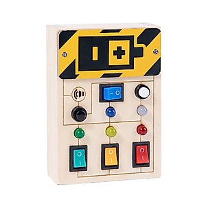 RGWOW More Than 3 Years Old Toddler Toys Busy Board Montessori Toys .Sensory Toys for Toddlers, Wooden Toys Travel Toys with Light Up LED Buttons and Sound, Learning Toys (Color Round)