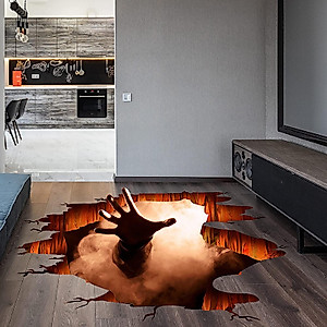 Eutecado Halloween Floor Decals 3D Ghost Hand Scratching Floor Stickers Art Decorations, Scary Halloween Floor Wall Decals Removable for Bedroom Living Room Bar Pub Horror Party Supplies