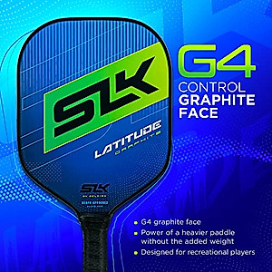 SLK Latitude Pickleball Paddle | Graphite Features G4 Face with Polymer Rev-Core Rackets Designed in The USA Lightweight Pickle Ball raquette Lakeside Lime|