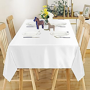 MODFUNS 2 Pack White Satin Party Tablecloth Rectangle 58x108 Inch Bright Silk Table Cloths Satin Table Covers Smooth Fabric Tablecloth Runner Vintage Overlay for Wedding Banquet Birthday Table