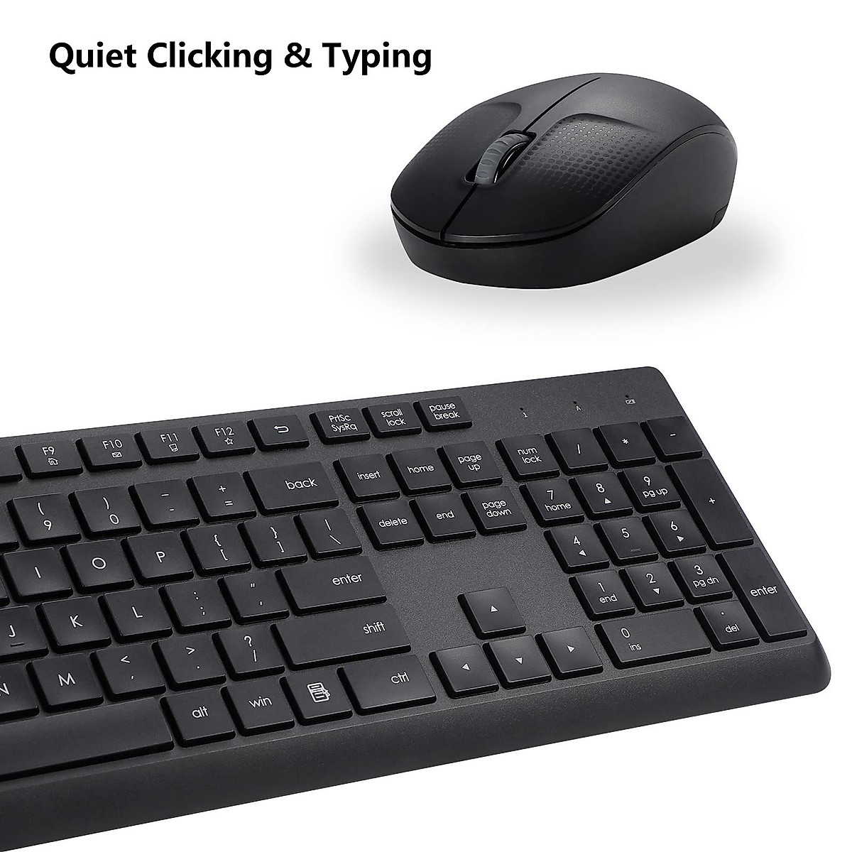 2.4 GHz Wireless Keyboard and Mouse Combo, Full-Sized USB Cordless Mouse Keyboard Set Silent for PC Laptop Computer Desktop Windows Mac Chromebook, Numeric Keypad & Compact Optical Mouse (Grey)