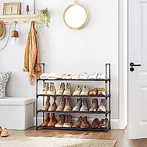 SOONEEDEAR 4-Tier Shoe Rack Metal Shoe Tower 20-Pair Shoe Storage Organizer Unit Entryway Shelf Stackable Cabinet Stackable Shoe Tower Durable Metal Shelves