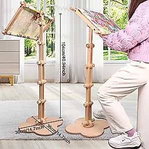 Adjustable Embroidery Hoop Stand - Rotated Cross Stitch Stand, Universal Beech Wood Embroidery Hoop Holder, Hands Free Needlework Stand for Art Craft Sewing Projects
