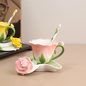 Beddinginn Pink Tea Cups and Saucers (Pink)