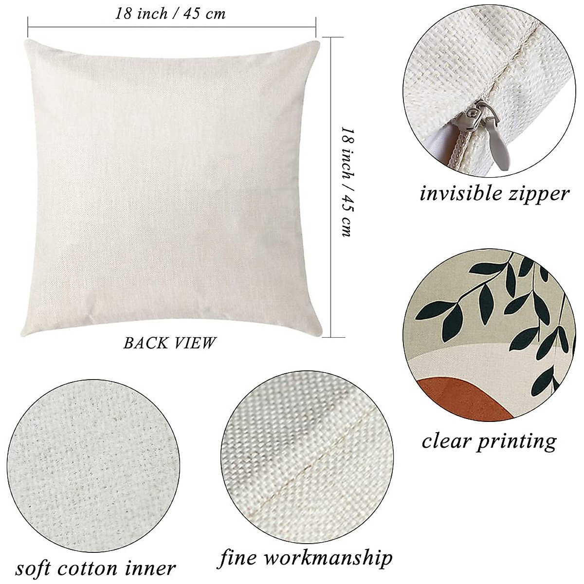 Menoeceus Boho Pillow Covers 18x18 Set of 4, Boho Throw Pillow Covers, Abstract Pillow Covers, Geometric Tropical Pillow Cover, Boho Decorative Throw Pillow Covers for Couch Cushion Case