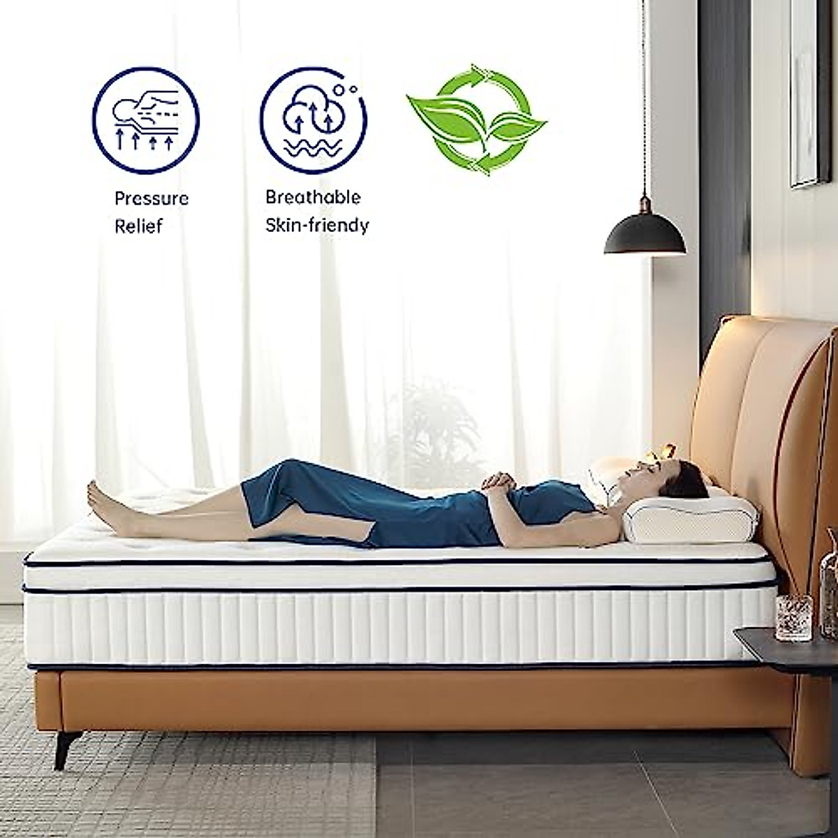 SUAYEA Full Mattress, 12 Inch Full Size Mattress in a Box, Medium Firm Matterss with Pocket Spring and Soft Foam, Ultimate Motion Isolation, Strong Edge Support, Hybrid Mattress