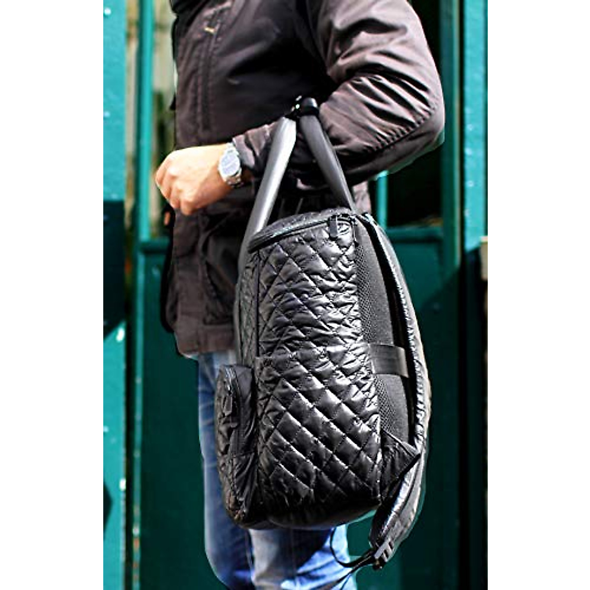 7AM London Baby Diaper Bag – Multifunctional Travel Backpack with Stroller Hooks & Shoulder Straps, Lightweight Diaper Bag for Baby Essentials, Water Repellent With Diaper Changing Pad | (Black)