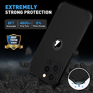 ORETECH for iPhone 13 Pro Max Case, with [2 x Screen Protectors] [15 Ft Military Grade Drop Test] [Camera Protection] 360° Shockproof Slim Thin Phone Case for iPhone 13 Pro Max Cover 6.7" - Black