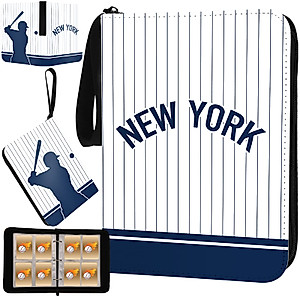 Baseball Card Binder with Sleeves 400 Pocket, Baseball Card Holder for Trading Cards Baseball Collector Album New York Sports Card 3 Ring Binder Storage Book Folder for Kids Gift (White)
